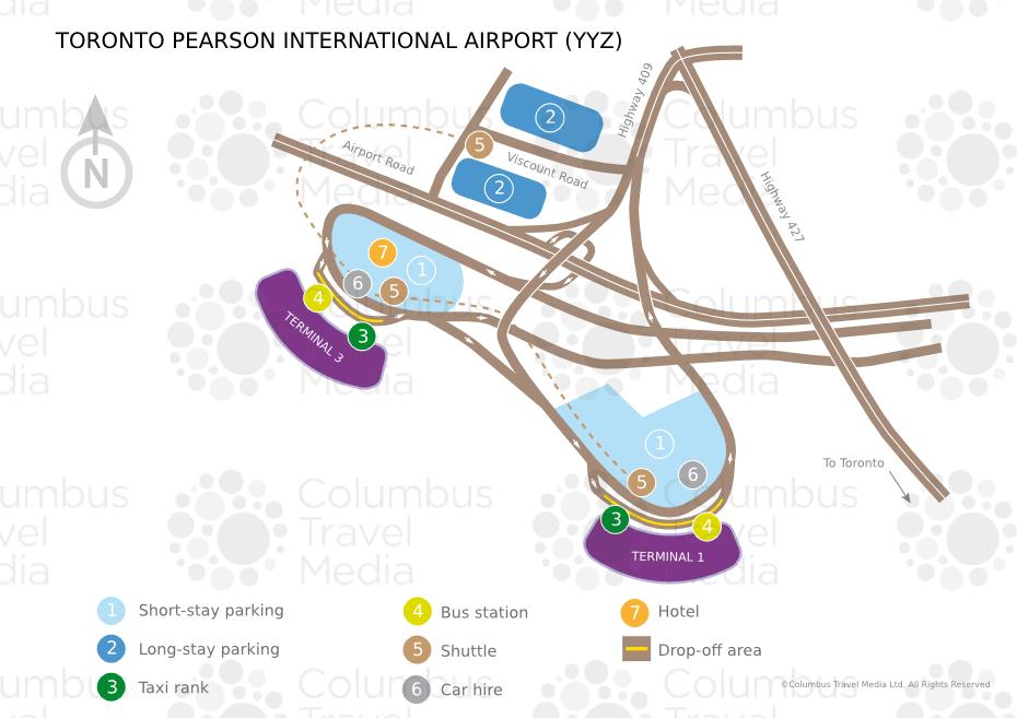 Plan aéroport Pearson Toronto - Carte aéroport Pearson Toronto (Canada)