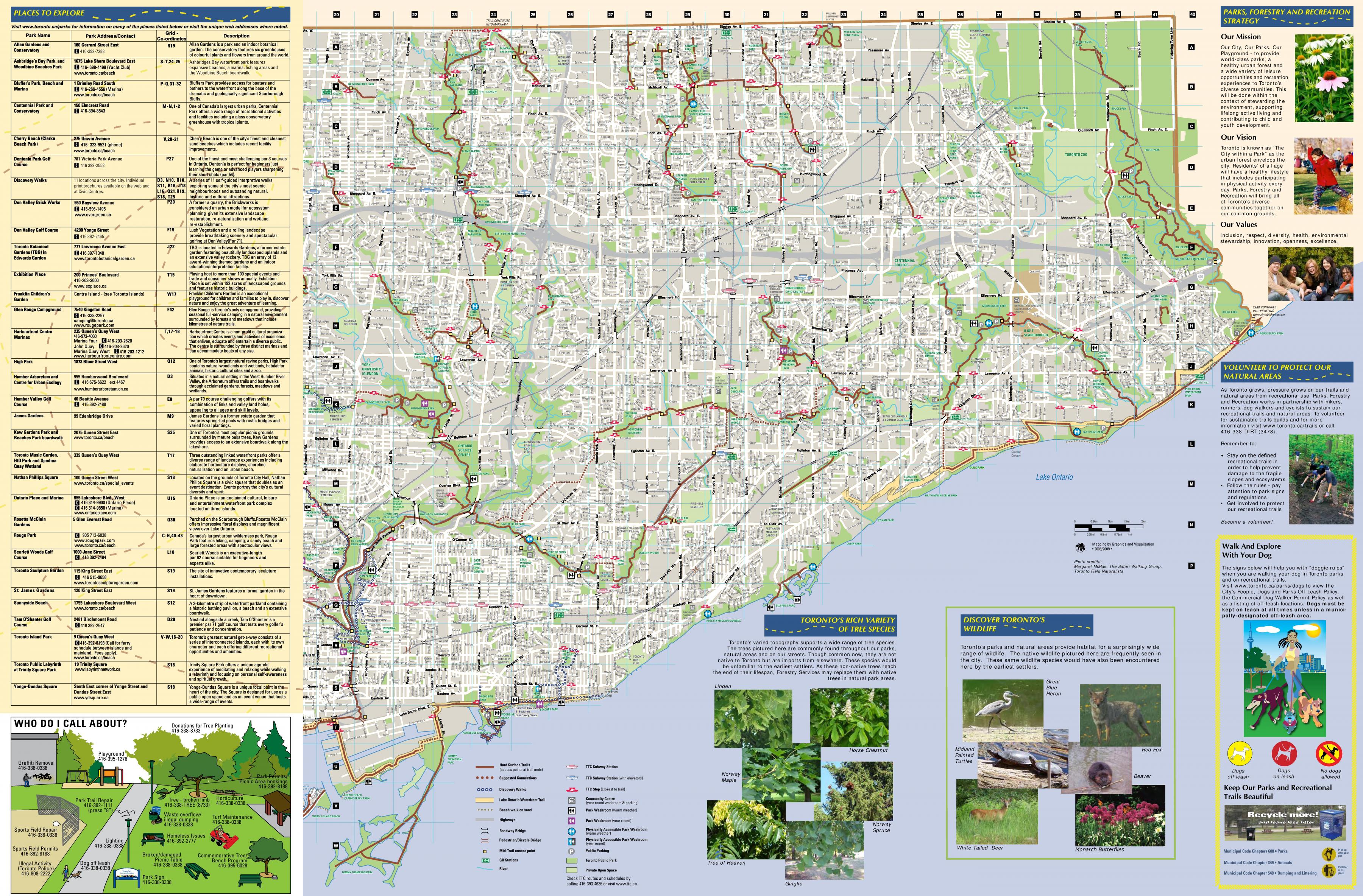 Plan parcs et sentiers pédestres Est Toronto - Carte parcs et sentiers ...
