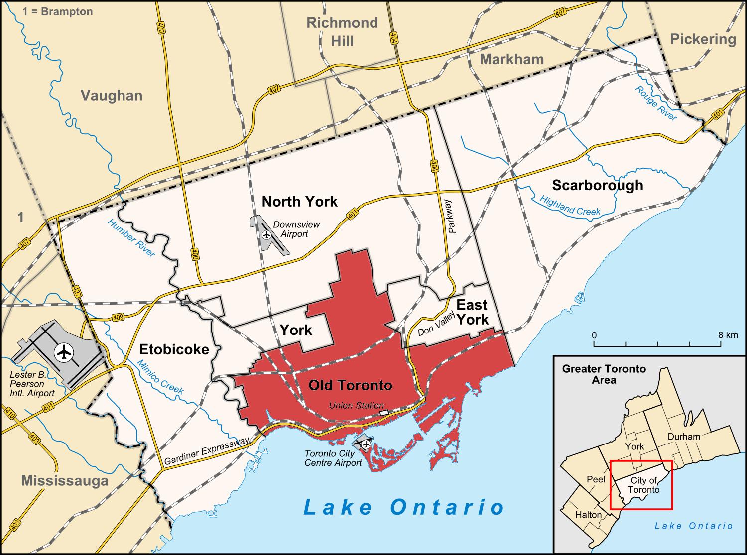 Plan Région de Toronto - Carte Région de Toronto (Canada)