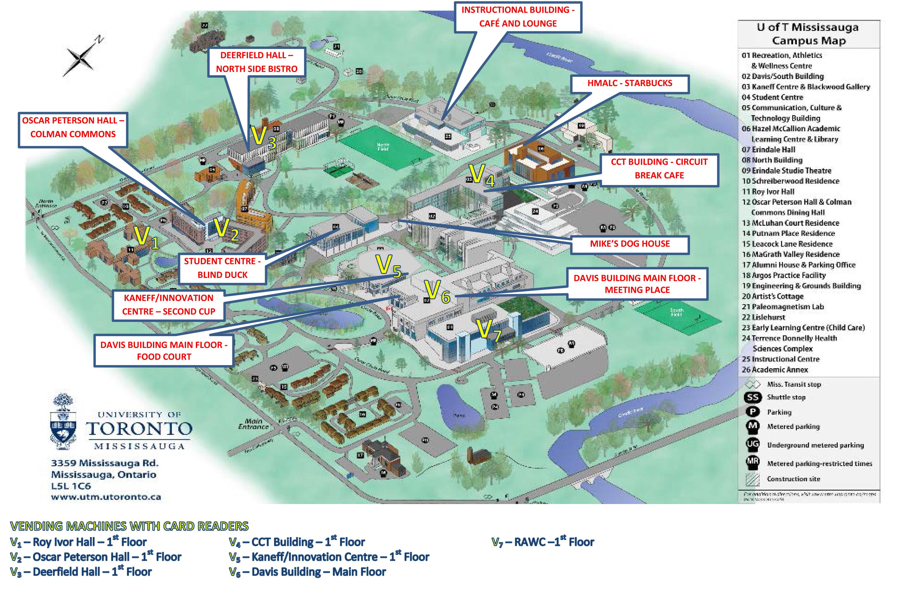 Plan université de Toronto Mississauga campus services alimentaires ...