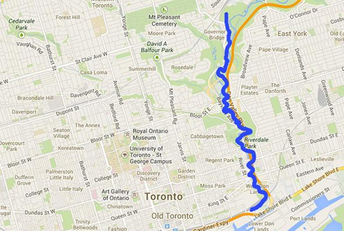 Plan rivière Don Toronto City Canada - Carte rivière Don Toronto City ...